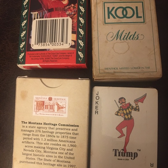 Other | Lot Of 4 Vintage Playing Card Decks Coca Cola Kool Mild Norman ...